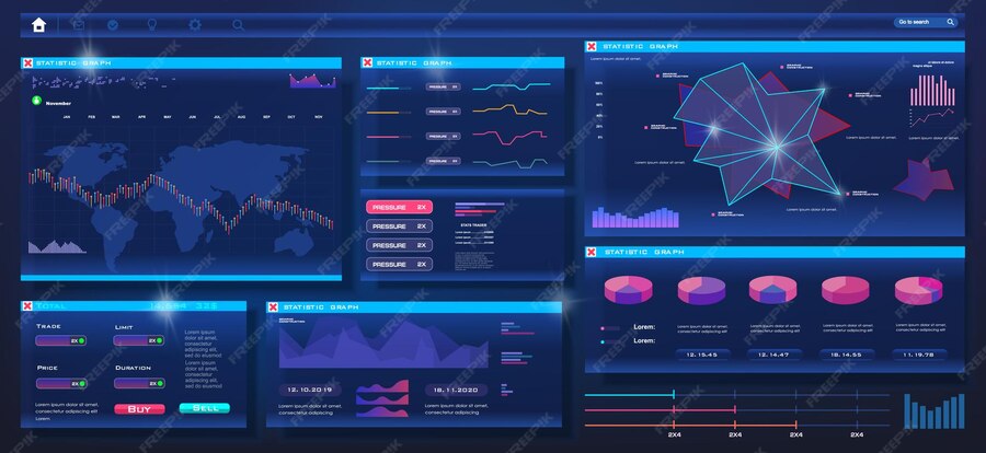 Premium Vector | Floating stock market chart UI UX user interface ...
