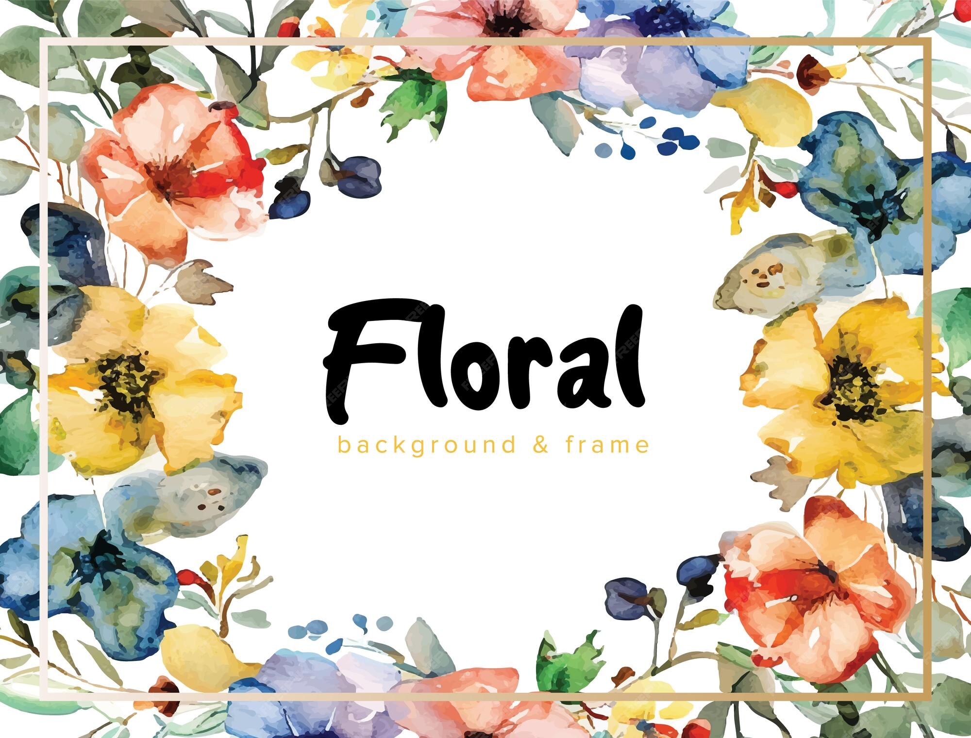 Premium Vector | Floral border frame vector background Premium Vector | Floral border frame vector background