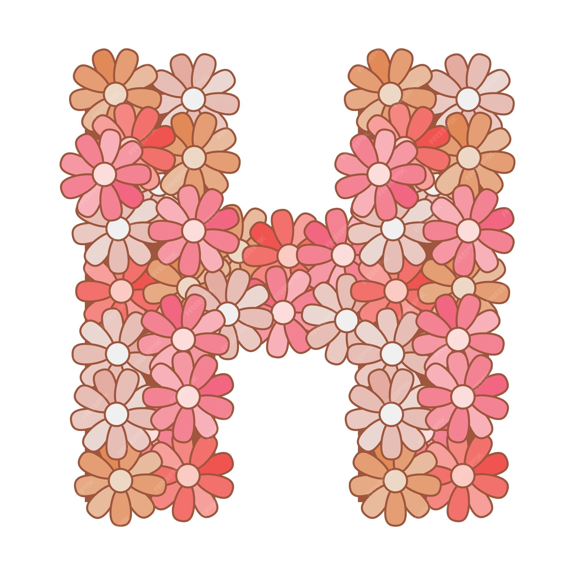 Premium Vector | Floral flower alphabet. letter h Premium Vector | Floral flower alphabet. letter h
