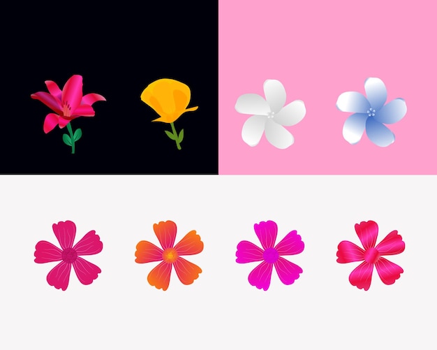 Premium Vector | Flowers vector design or hand drawn flowers vector art Premium Vector | Flowers vector design or hand drawn flowers vector art