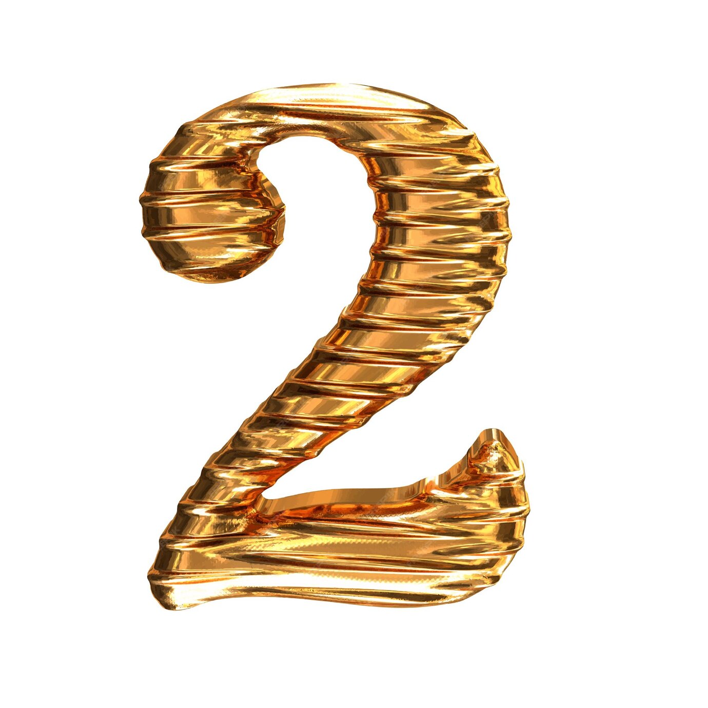 Premium Vector | Fluted gold horizontally 3d number 2 Premium Vector | Fluted gold horizontally 3d number 2