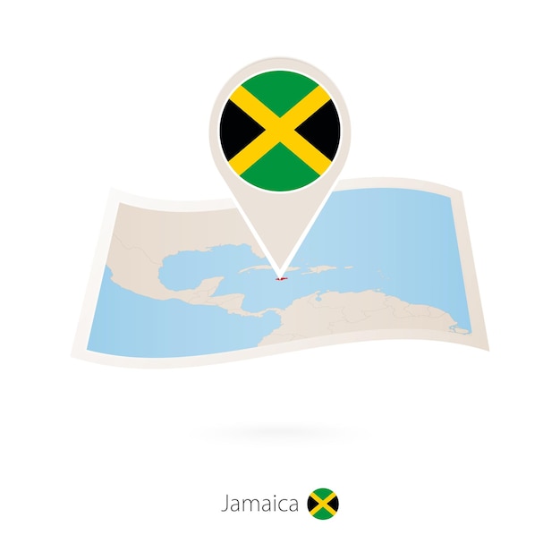 Premium Vector | Folded paper map of jamaica with flag pin of jamaica Premium Vector | Folded paper map of jamaica with flag pin of jamaica