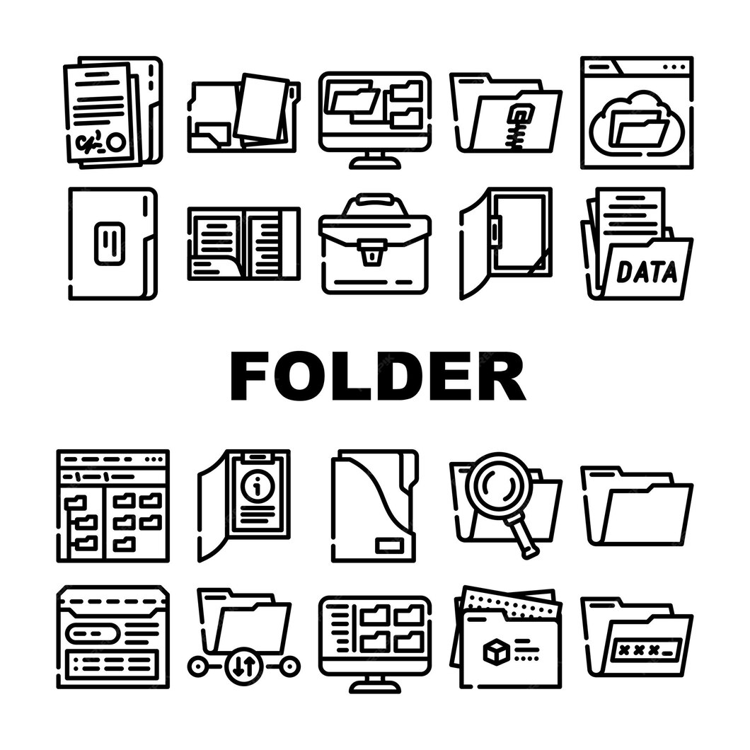Premium Vector Folder Document Business File Icons Set Vector Office Computer Paper Data