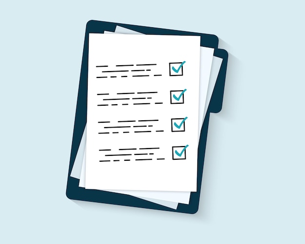 Premium Vector | Folder with checklist isolated. contract papers.exam ... Premium Vector | Folder with checklist isolated. contract papers.exam ...