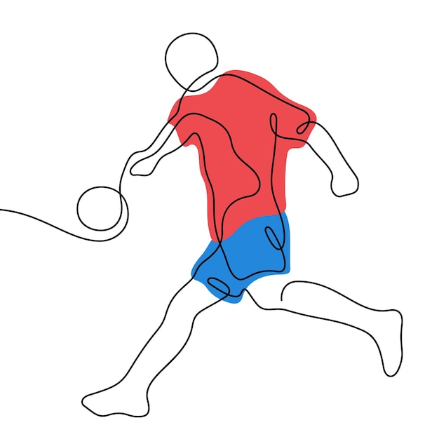 Premium Vector | Football player colourful continuous line vector ... Premium Vector | Football player colourful continuous line vector ...