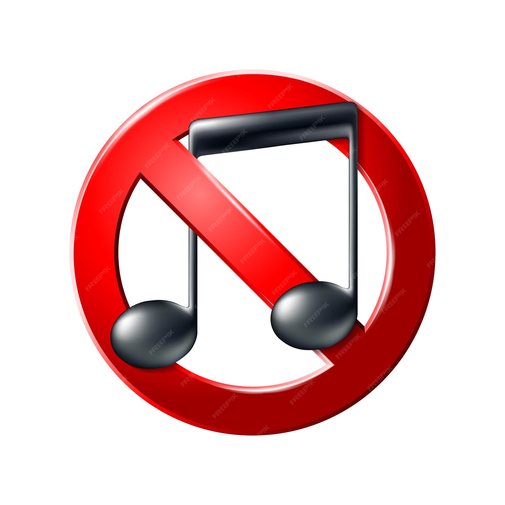 Premium Vector Forbidden No Sound Or Music Allowed Red Sign With