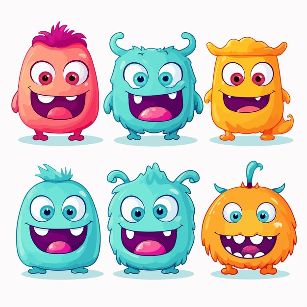 Premium Vector | Four cute monster set flat vector illustration four ... Premium Vector | Four cute monster set flat vector illustration four ...