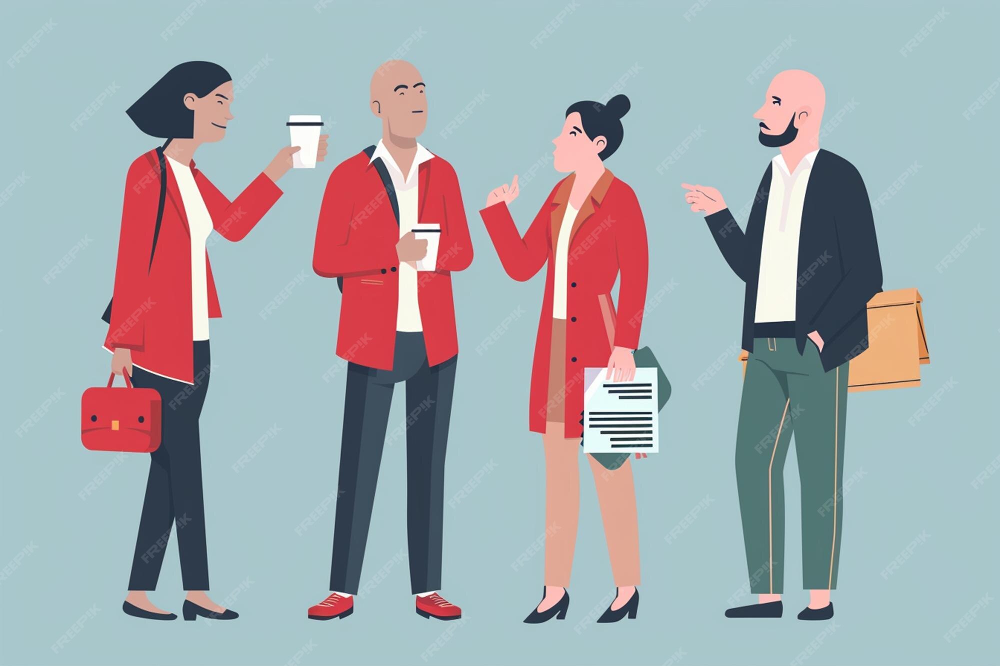 Premium Vector | Four Office Workers Vector Illustration Premium Vector | Four Office Workers Vector Illustration