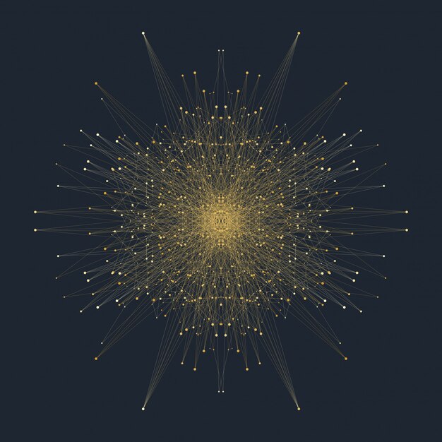 Premium Vector | Fractal element with connected lines and dots big data complex particle ...