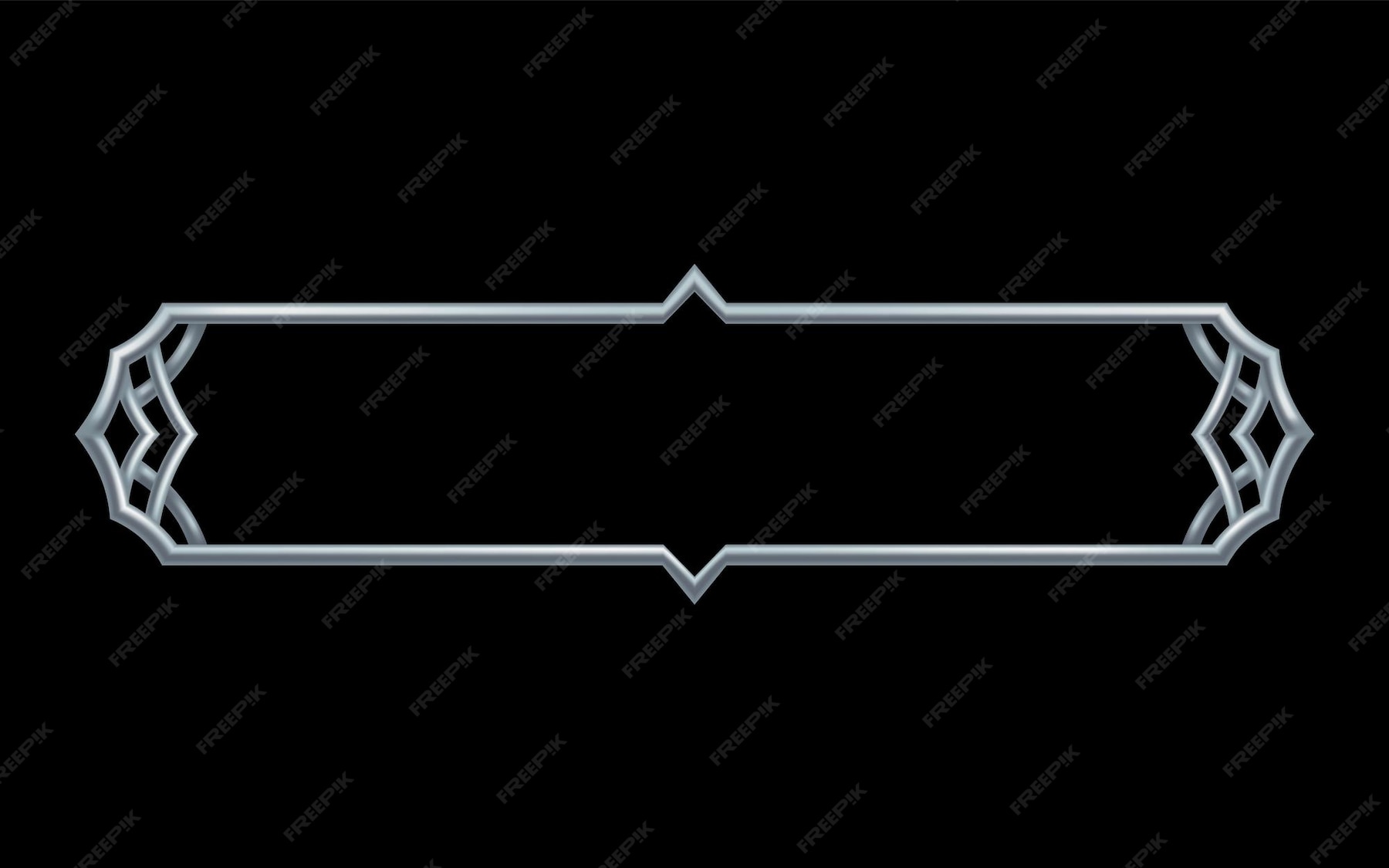 프레임 중세 게임 Ui 금속 제목 배너 또는 장식 테두리 웹 또는 게임 디자인을 위한 벡터 자산 중세 스타일 인터페이스 요소의 빈 사각형 프레임 프리미엄 벡터