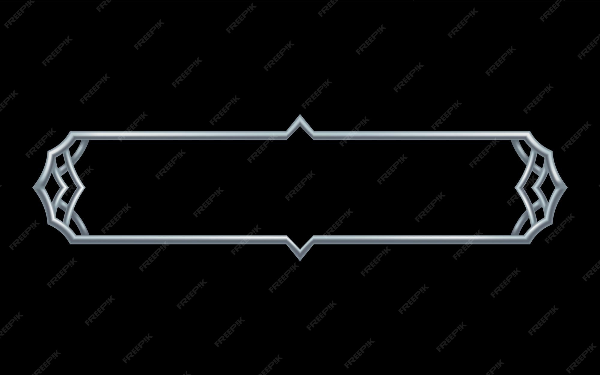 프레임 중세 게임 Ui 금속 제목 배너 또는 장식 테두리 웹 또는 게임 디자인을 위한 벡터 자산 중세 스타일 인터페이스 요소의 빈 사각형 프레임 프리미엄 벡터