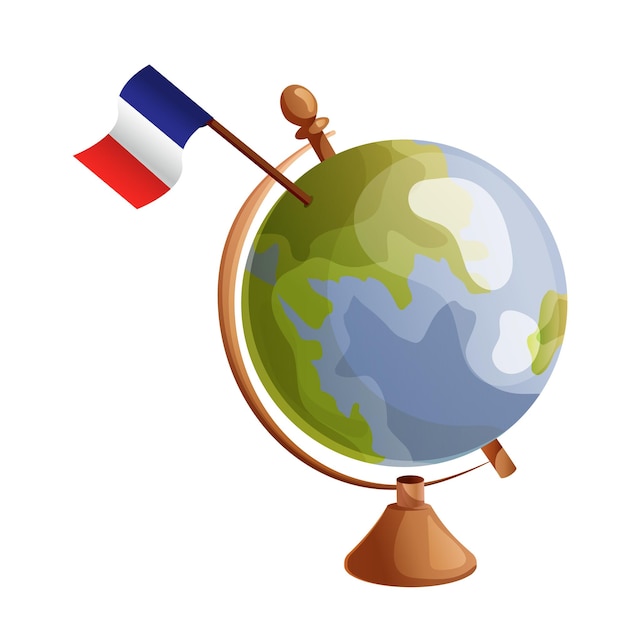 Premium Vector | France flag pole on globe flag waving around the world ... Premium Vector | France flag pole on globe flag waving around the world ...