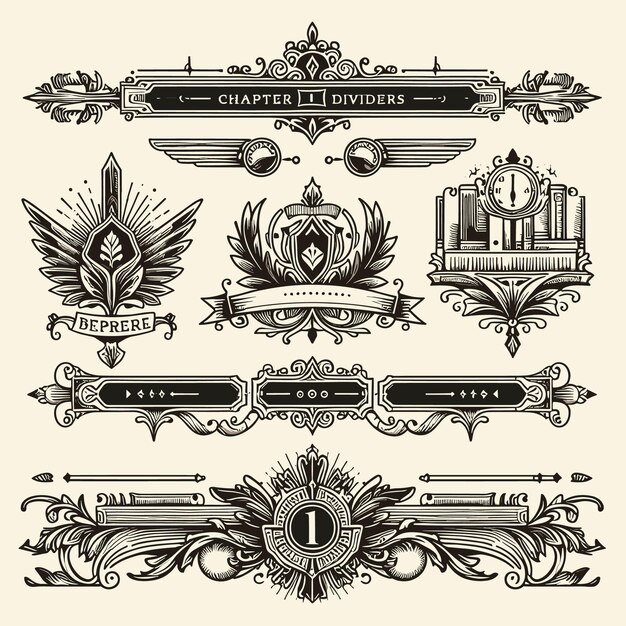 Premium Vector | Free vector chapter dividers set element retro ... Premium Vector | Free vector chapter dividers set element retro ...