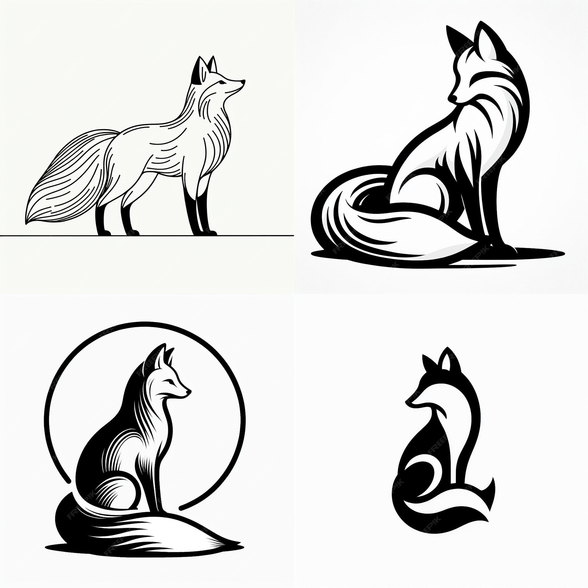 Premium Vector Free Vector Fox Outline Hand Drawn Illustration