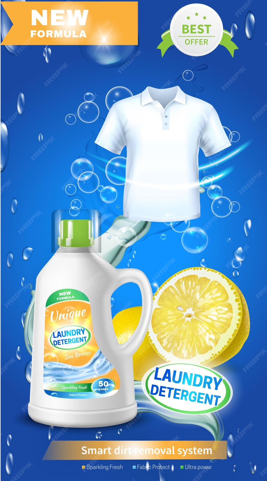 Premium Vector | Free vector laundry detergent advertising poster Premium Vector | Free vector laundry detergent advertising poster