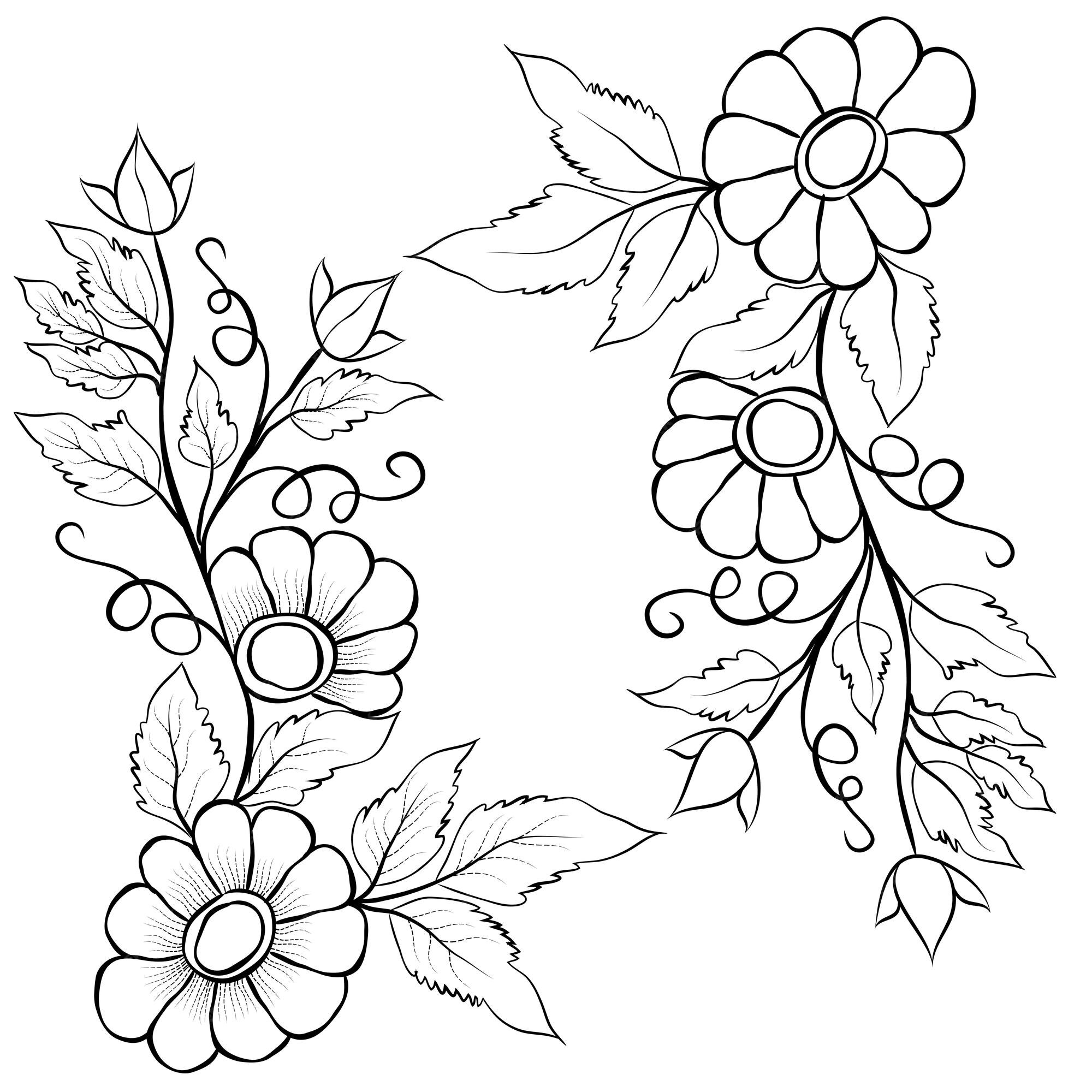 Premium Vector | Free vector line art and hand drawing flower art black ... Premium Vector | Free vector line art and hand drawing flower art black ...