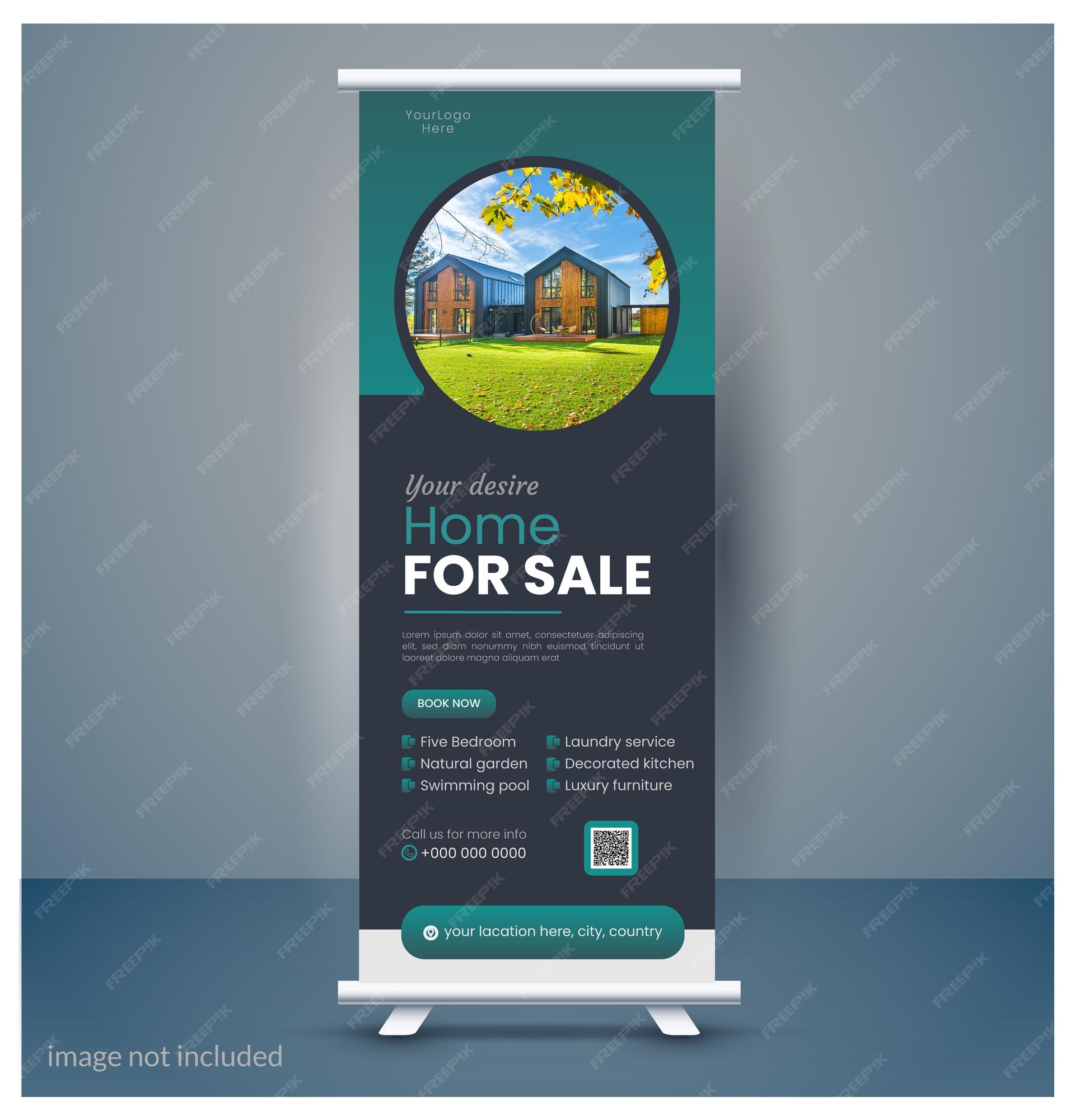 Premium Vector | Free vector real estate modern roll up banner template ... Premium Vector | Free vector real estate modern roll up banner template ...
