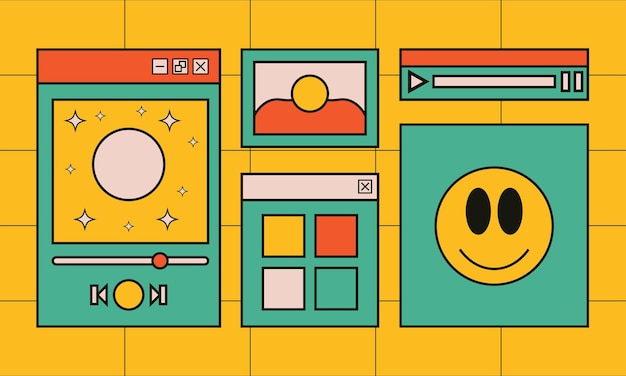 Premium Vector | Free vector retro computer windows element Premium Vector | Free vector retro computer windows element