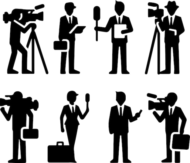 Premium Vector | Free Vector set of reporter silhouette Premium Vector | Free Vector set of reporter silhouette