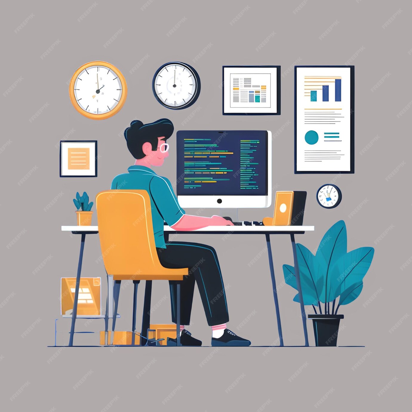 Free Vector software interface coding and programming system administrator or designer Ai ...