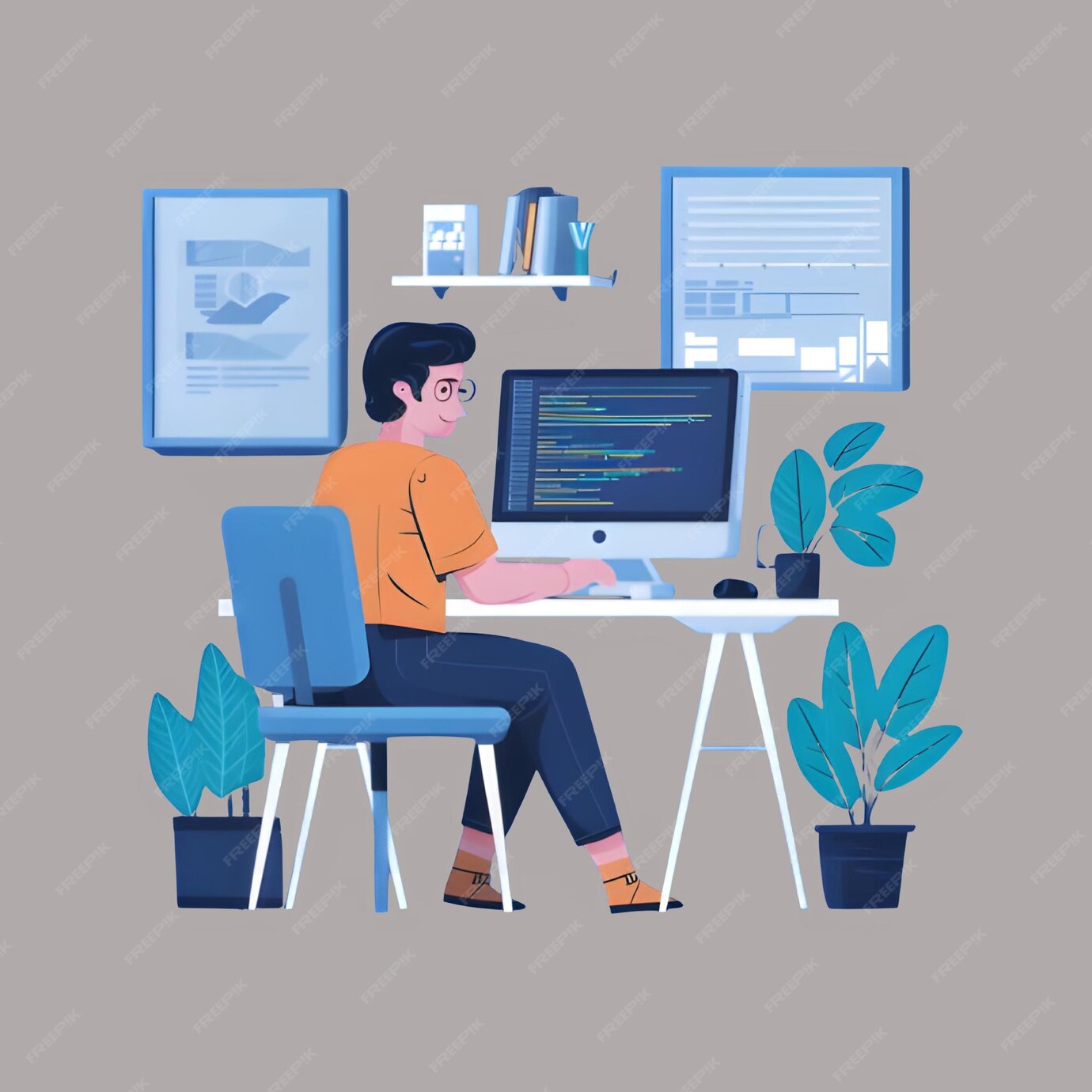 Free Vector software interface coding and programming system administrator or designer Ai ...