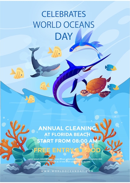 Premium Vector Free Vector World Oceans Day Poster