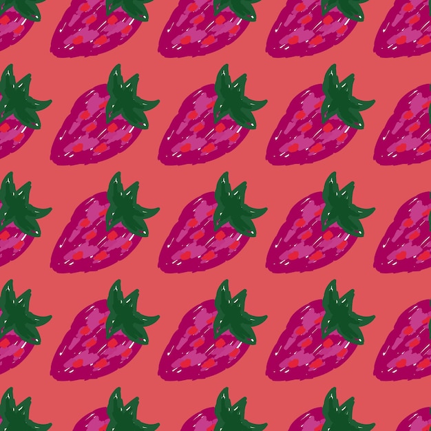 Premium Vector | Freehand strawberries seamless pattern doodle ... Premium Vector | Freehand strawberries seamless pattern doodle ...