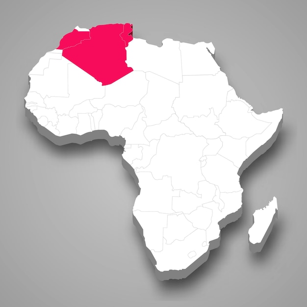 Premium Vector | French north africa location within africa 3d map Premium Vector | French north africa location within africa 3d map