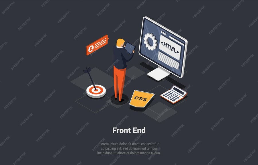 개발 웹 사이트 인터페이스 및 프로그래밍 맨 팀의 전면 및 백 엔드 Css Python 및 Html 언어 아이소메트릭 3d 벡터 그림을 사용하여 개발자 코딩 웹 사이트의