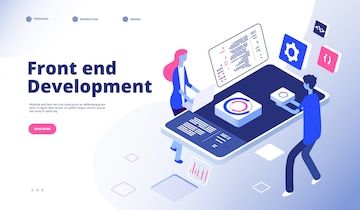 Premium Vector | Front end development. programmer develop computer ...