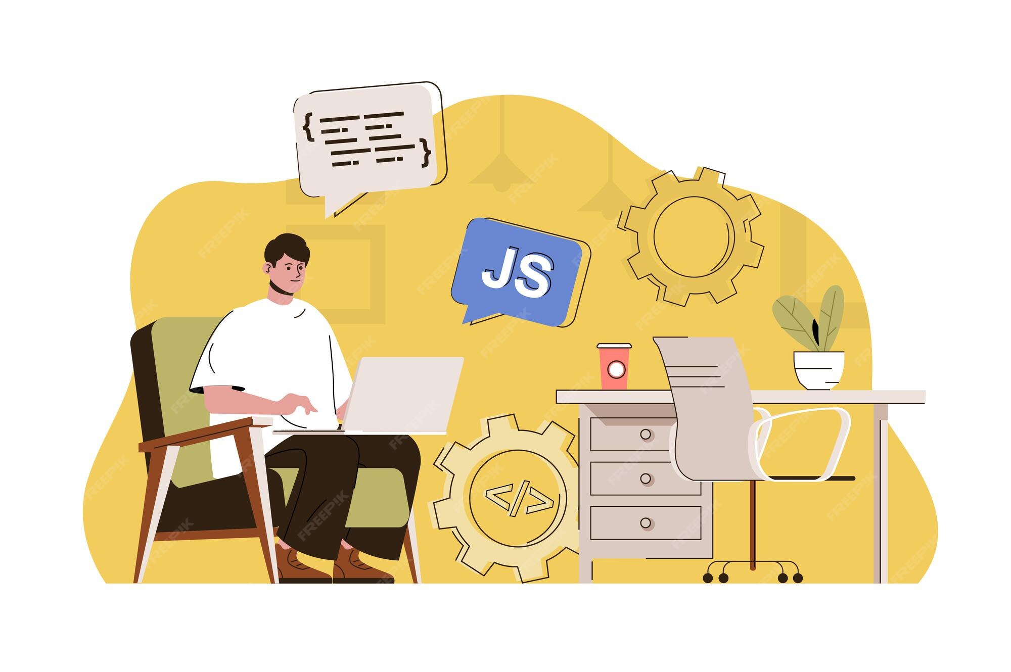 Premium Vector Frontend Developer Concept Man Creates Web Page