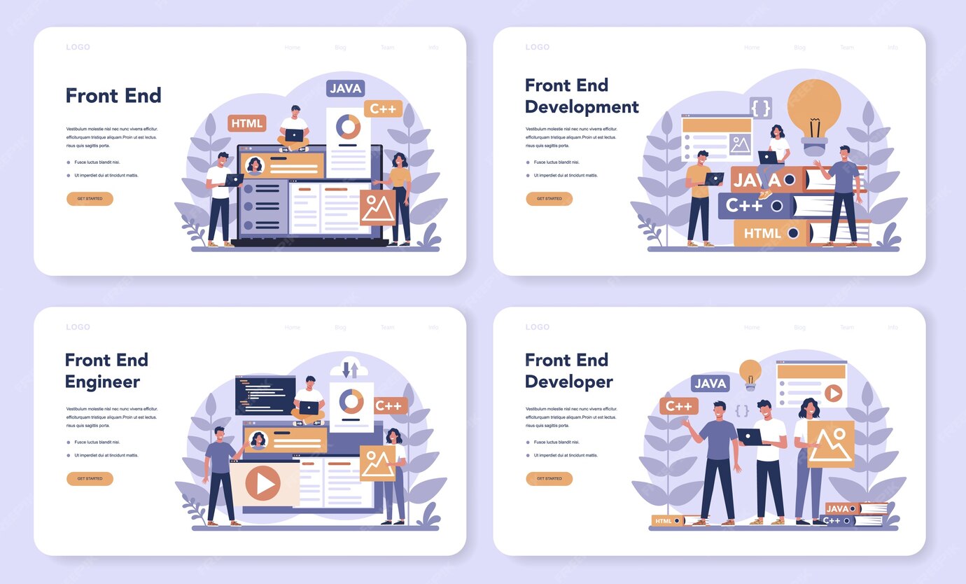 Premium Vector | Frontend development web landing page set. Website ...