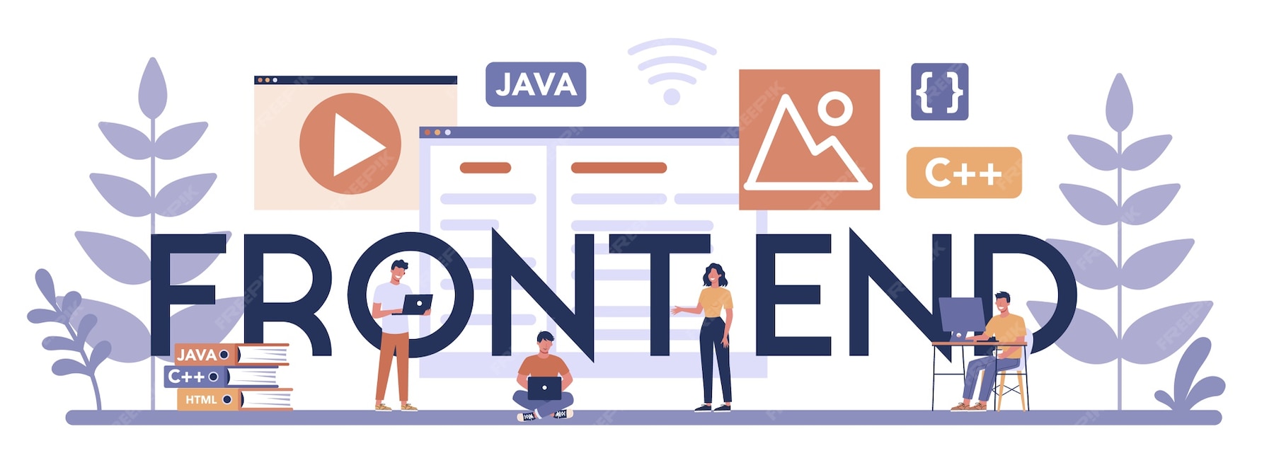 Premium Vector | Frontend typographic header concept. website interface ...