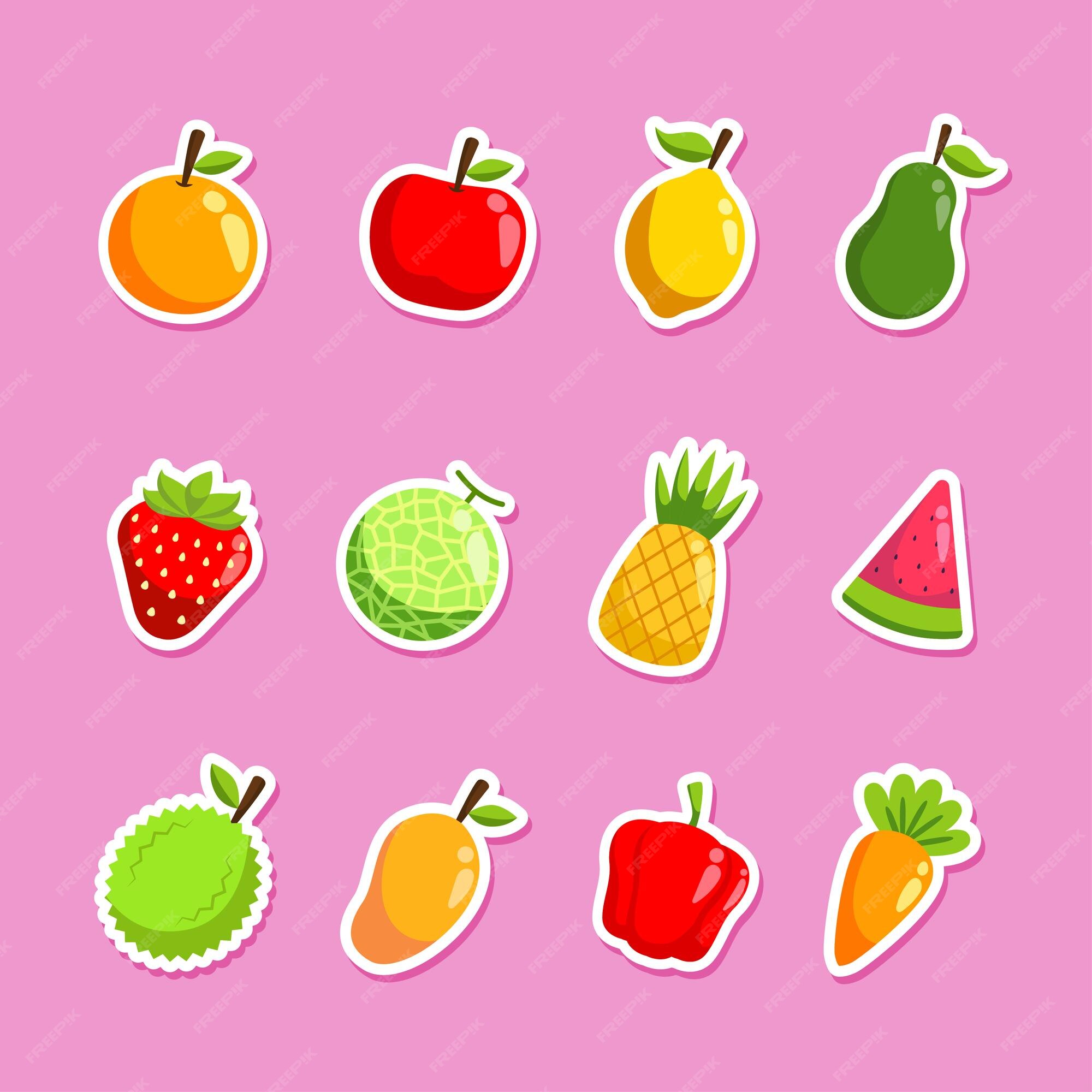 Premium Vector | FruitsSticker Set vector art Premium Vector | FruitsSticker Set vector art