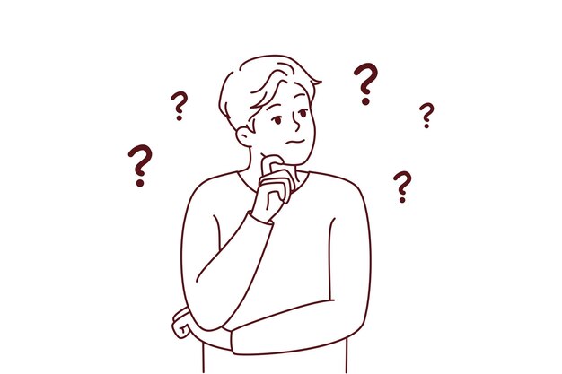 Premium Vector | Frustrated man feeling confused thinking Premium Vector | Frustrated man feeling confused thinking