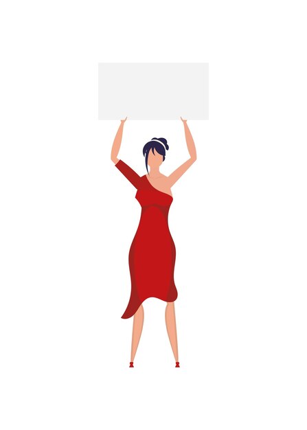 Premium Vector Full Length Woman Protesting With A Banner Isolated