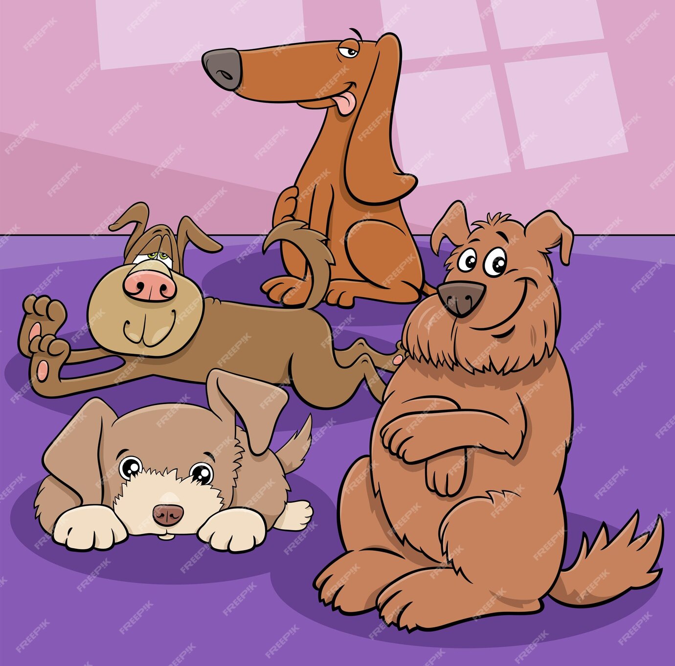 Premium Vector | Funny cartoon dogs comic animal characters group Premium Vector | Funny cartoon dogs comic animal characters group