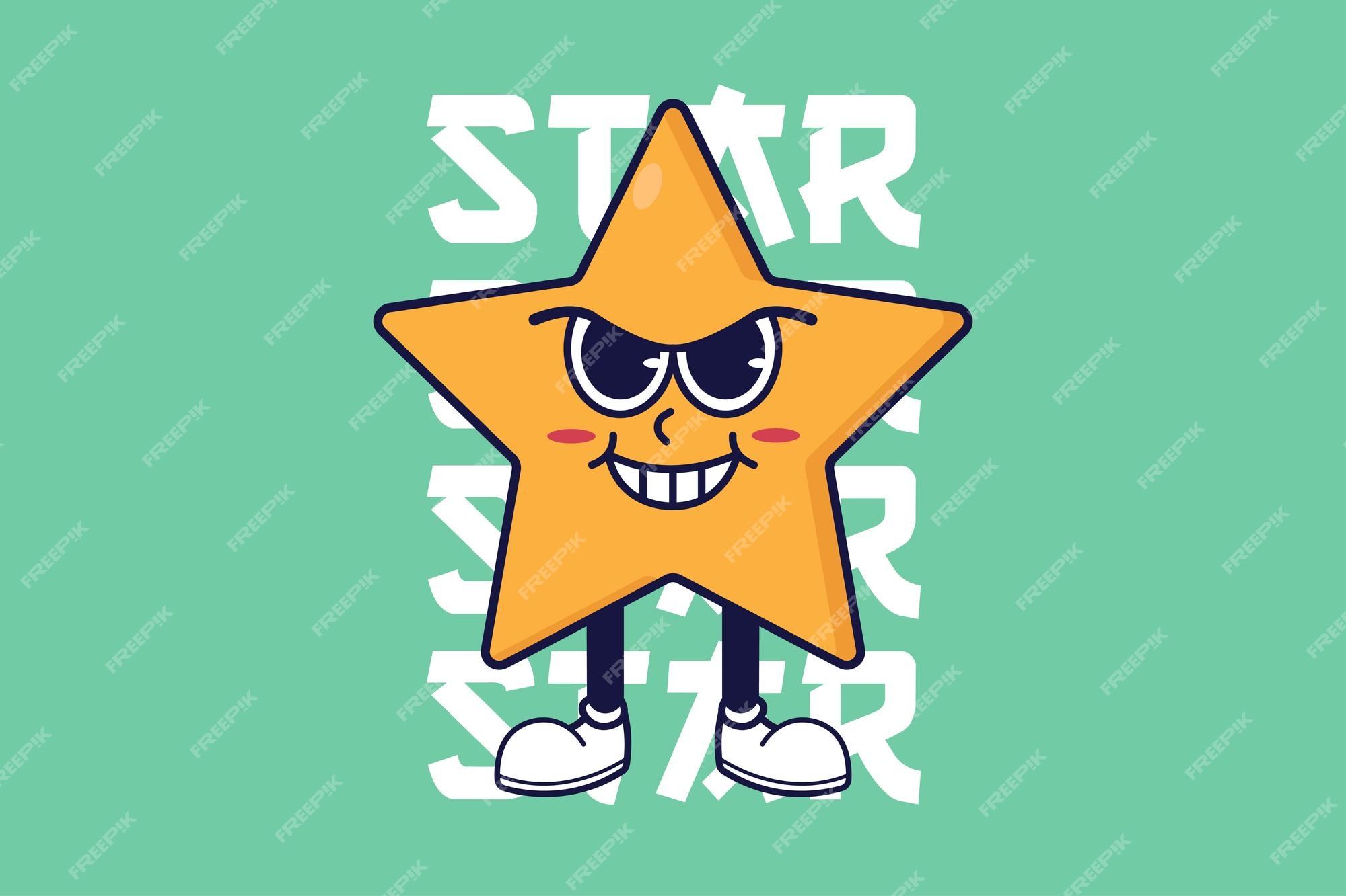 Premium Vector | Funny star cartoon mascot character with happy face ... Premium Vector | Funny star cartoon mascot character with happy face ...