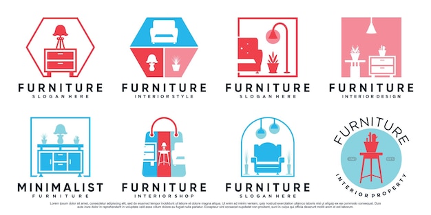 Premium Vector | Furniture icon set logo design with creative element ... Premium Vector | Furniture icon set logo design with creative element ...