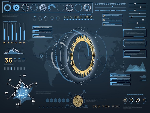 Premium Vector | Future virtual touch user interface HUD. Premium Vector | Future virtual touch user interface HUD.
