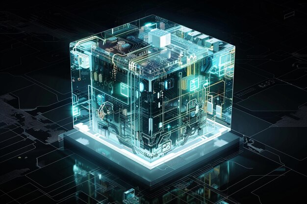Premium Vector Futuristic Blockchain Images Block Chain Concept Block Cube And Network