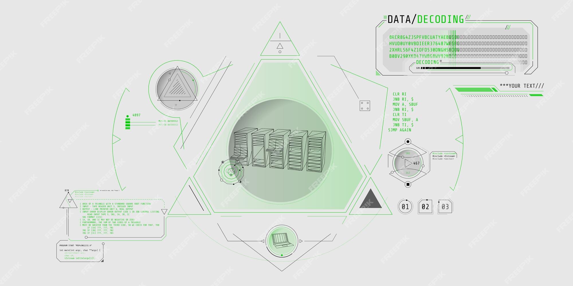 Premium Vector | Futuristic hud interface for processing server data Premium Vector | Futuristic hud interface for processing server data