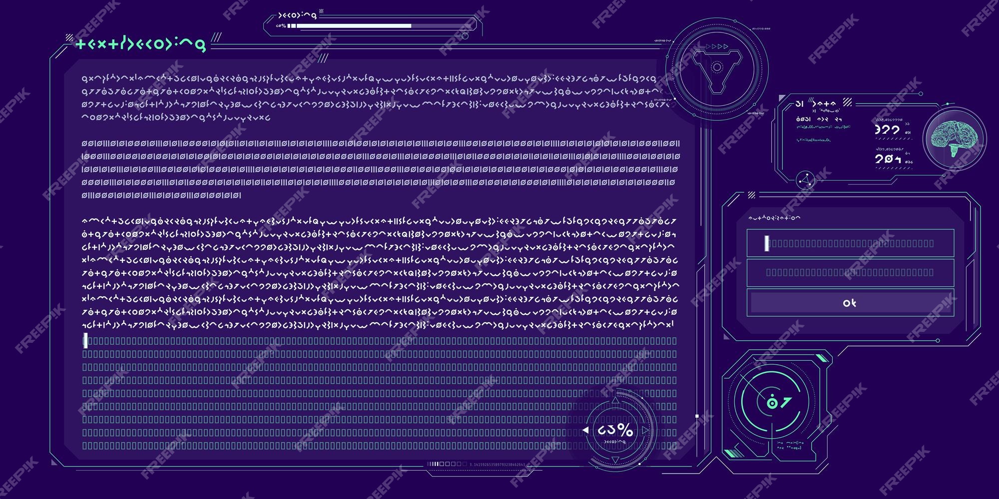Premium Vector | Futuristic hud interface for processing server data Premium Vector | Futuristic hud interface for processing server data