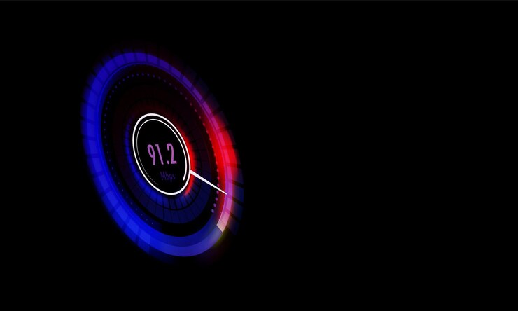 Premium Vector Futuristic Internet Speed Meter Dial Web Connection Network Or Information