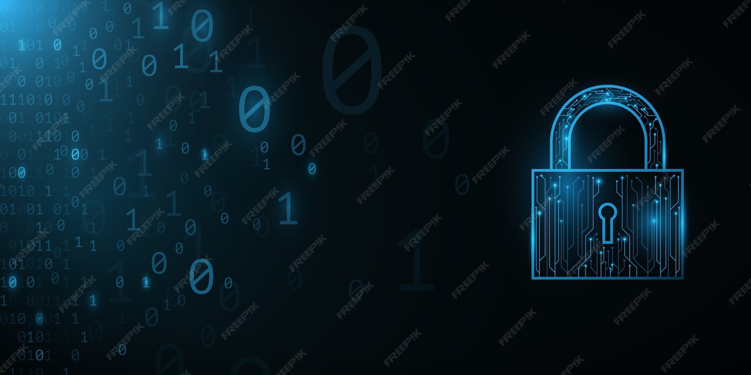 Premium Vector | Futuristic lock from circuit computer board with ...