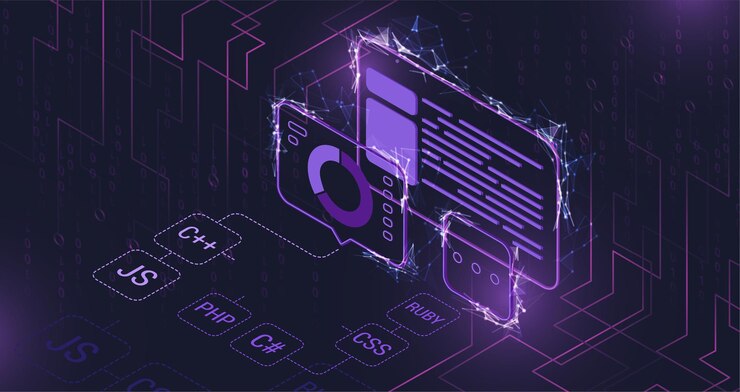 Premium Vector | Futuristic programming concept with holographic ...