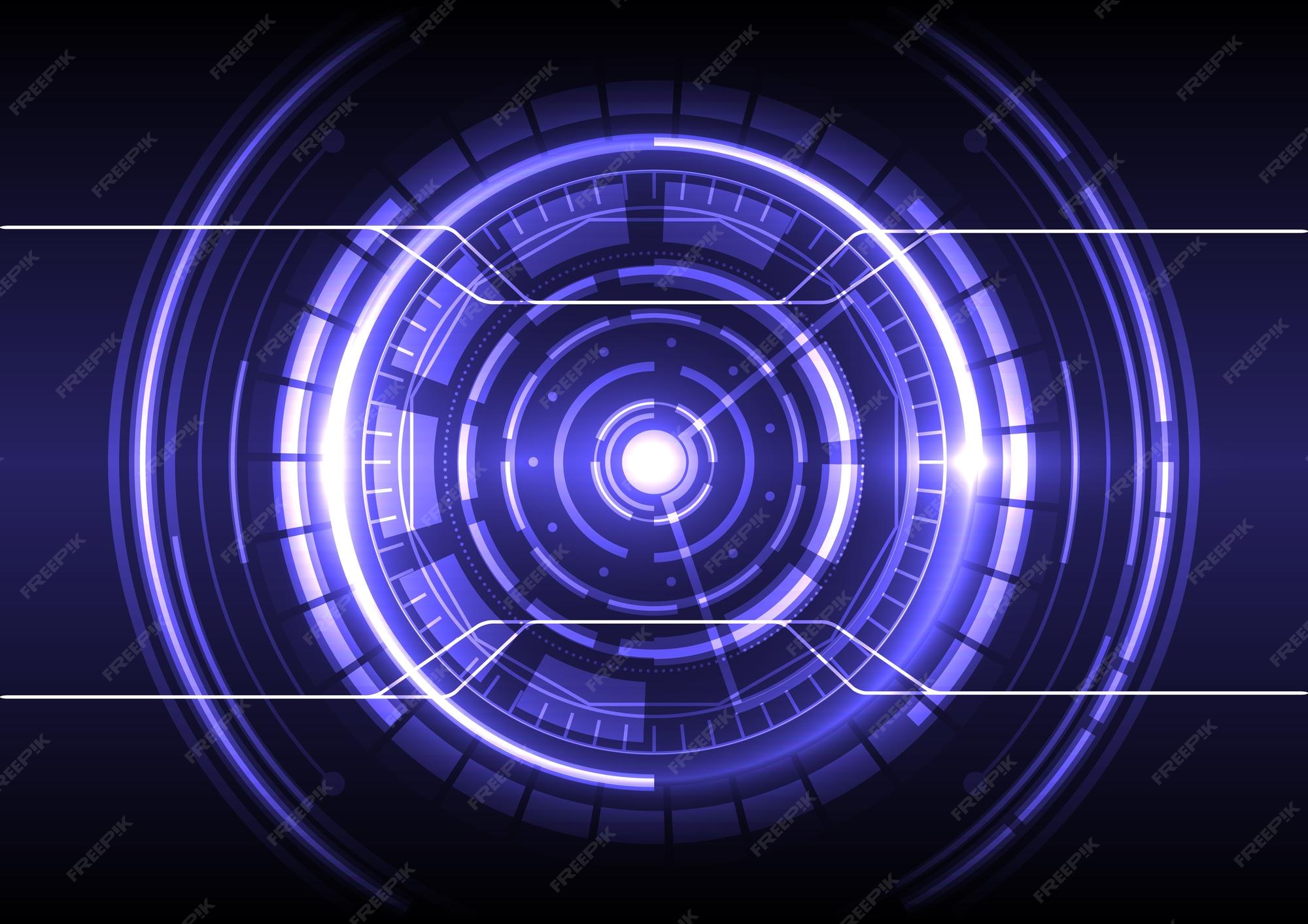 미래 공상 과학 빛나는 Hud 요소 추상 하이테크 입자 배경 홀로그램 및 헤드업 디스플레이 인터페이스 가상 현실 기술 연결 인포 그래픽 컴퓨터 공학 프리미엄 벡터