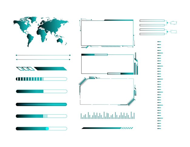 Premium Vector | Futuristic user interface elements vector set. Premium Vector | Futuristic user interface elements vector set.