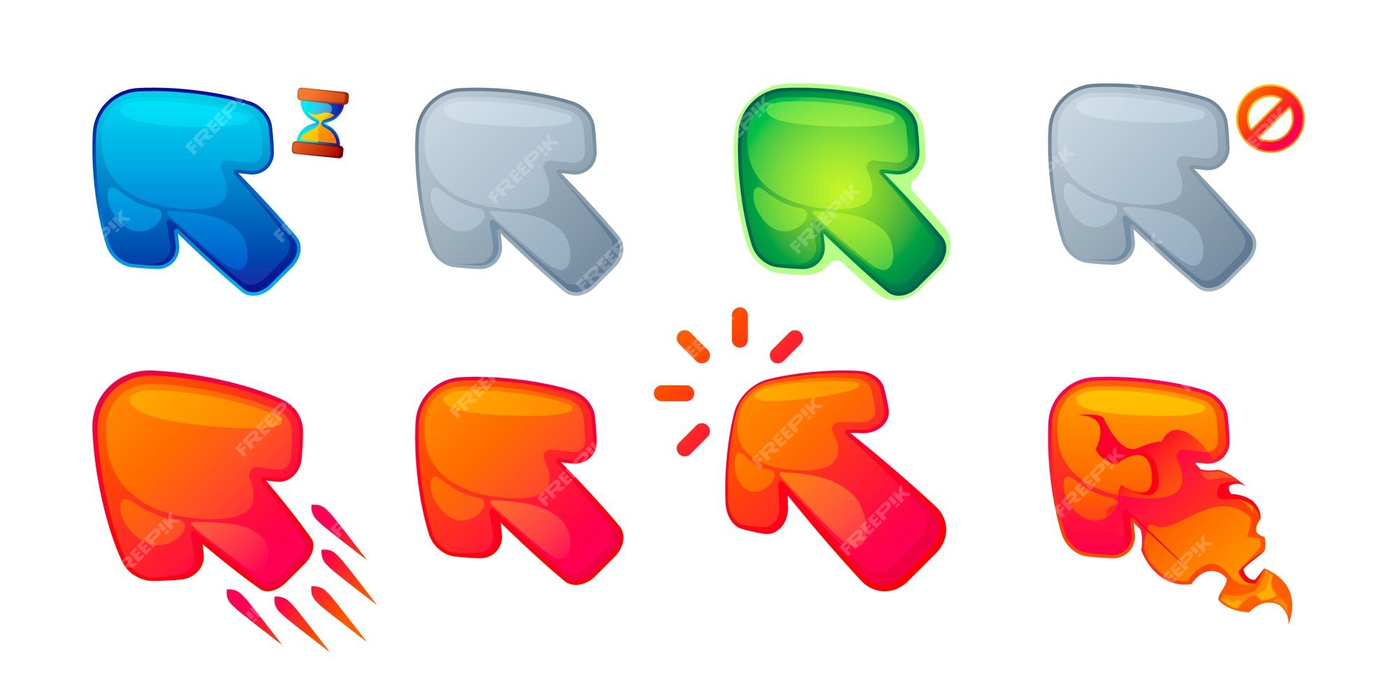 Premium Vector Game Cursor Click Cartoon Arrow And Pointer Animation For User Interface Gaming