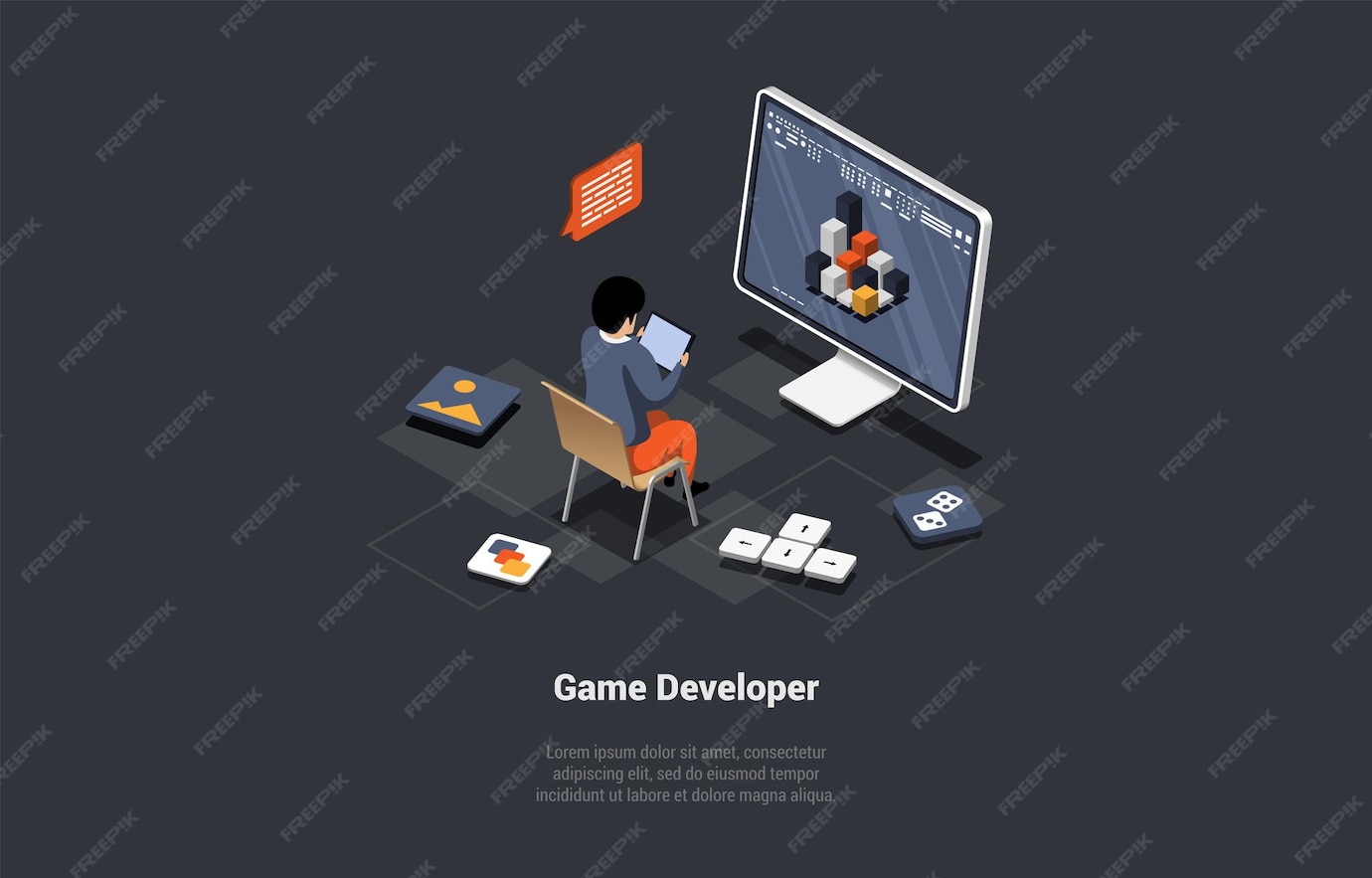 Premium Vector | Game Development Concept GameDev In Process Of Create And Develop New Computer ...